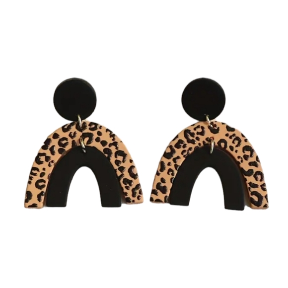 Jewelry | New Arch Shape Cheetah Print Polymer Clay Earrings | Poshmark
